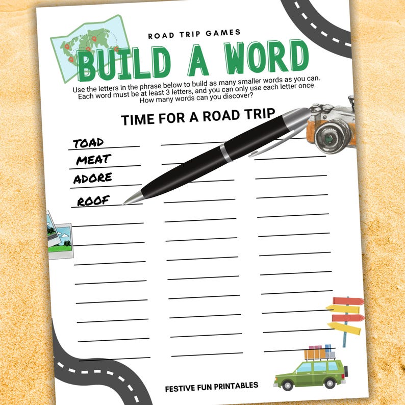 Road Trip Word Formation Game, Build A Word Search Challenge, Summer ...