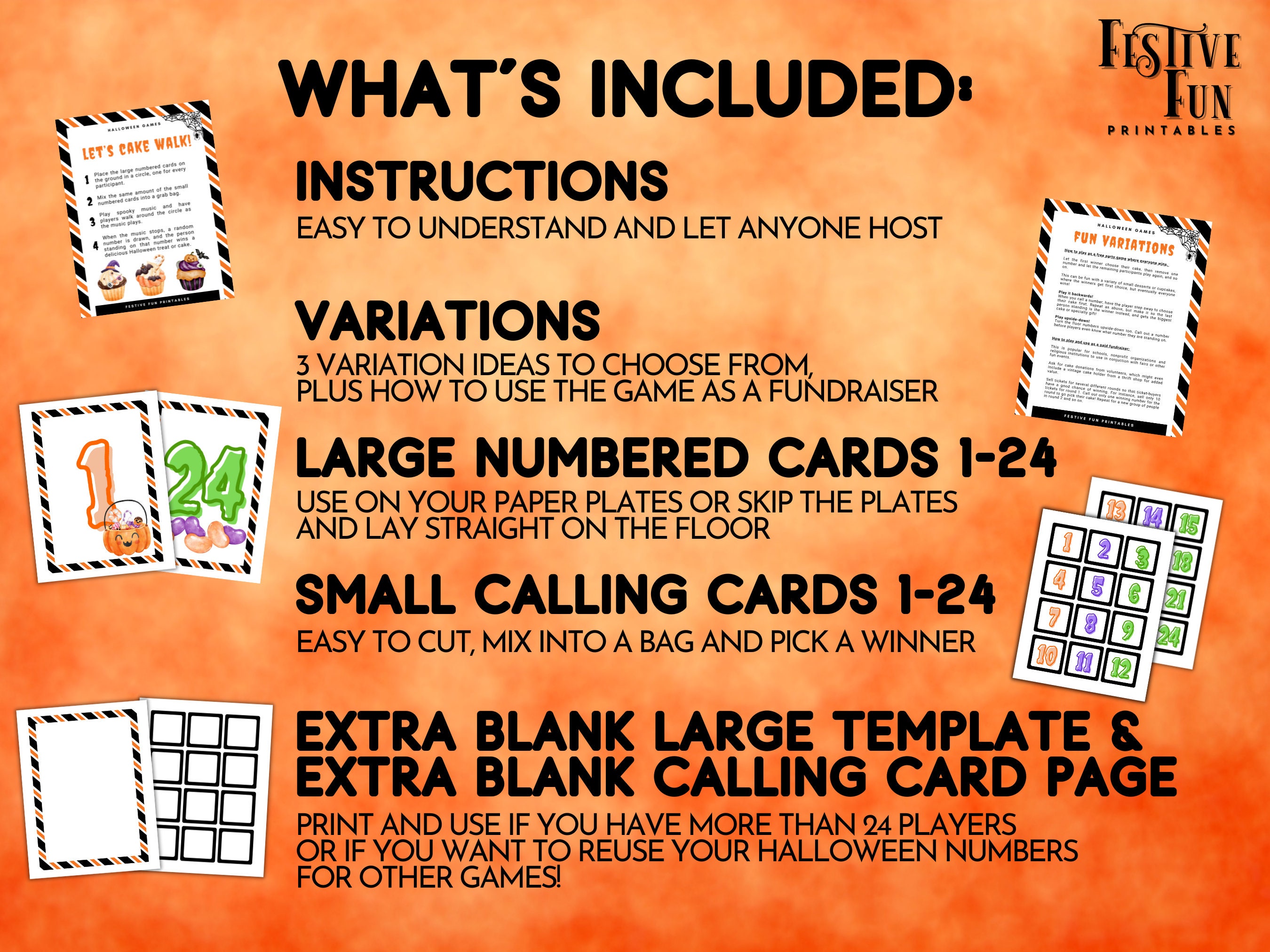 Halloween Cake Walk Game With Instructions Numbers (Download Now) - Etsy