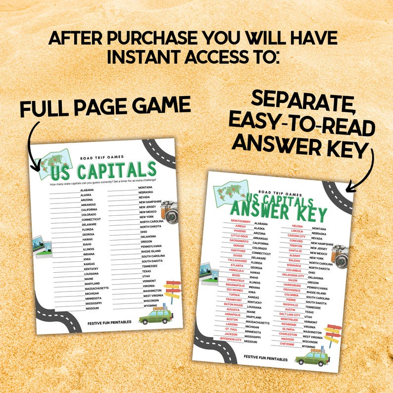 USA State Capitals Road Trip Challenge, Printable United States ...