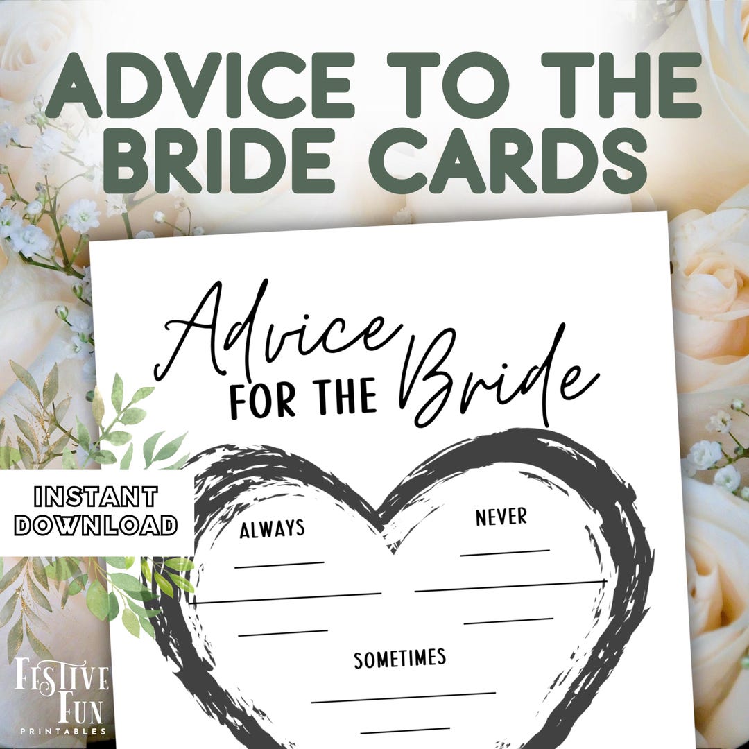 Advice to the Bride Printable, Bridal Shower Activity for Guests ...