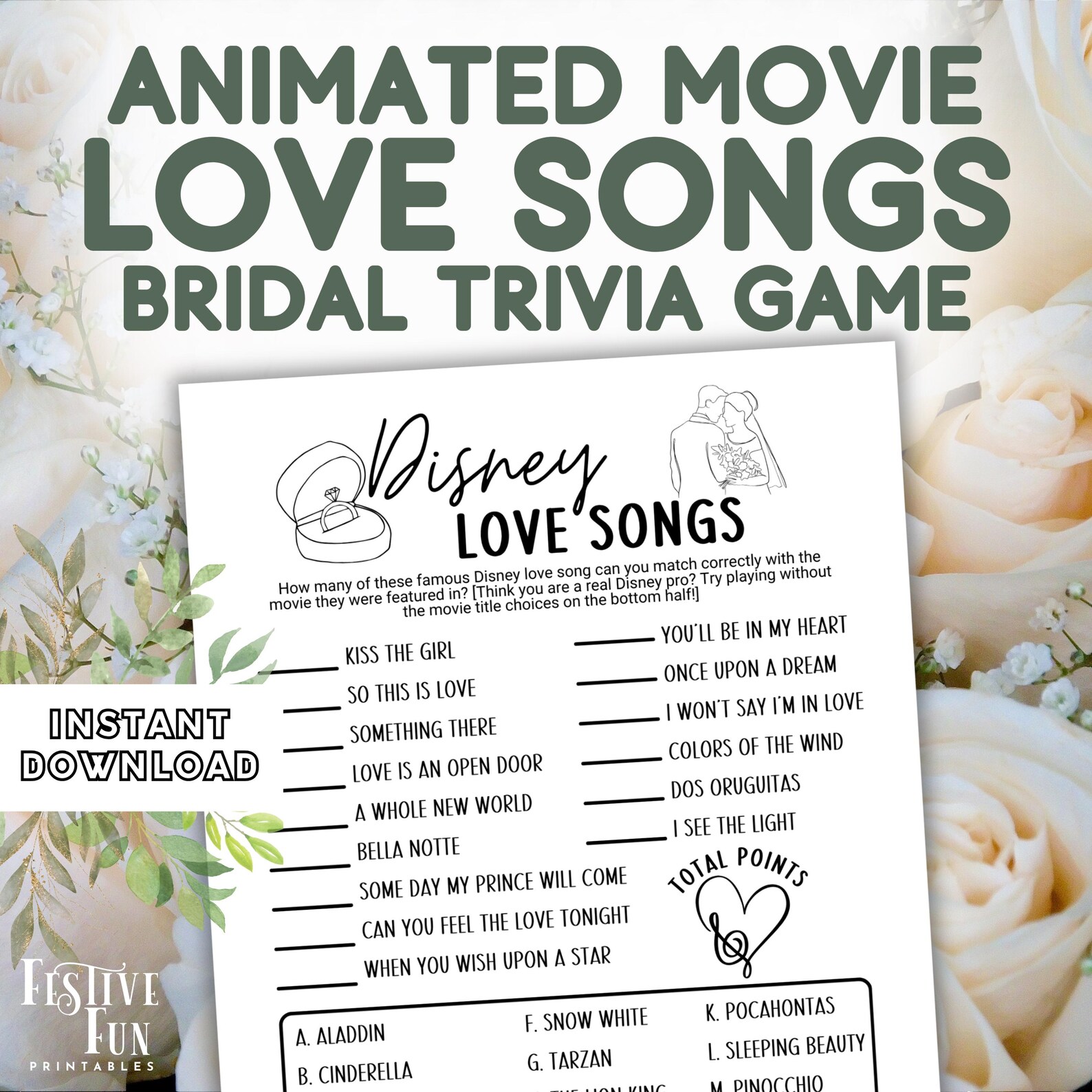 Animated Movie Love Song Match Game, Wedding Soundtrack Music Quiz ...