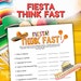 Fiesta Think Fast Printable Game, Mexican Theme Party Activity for Kids ...