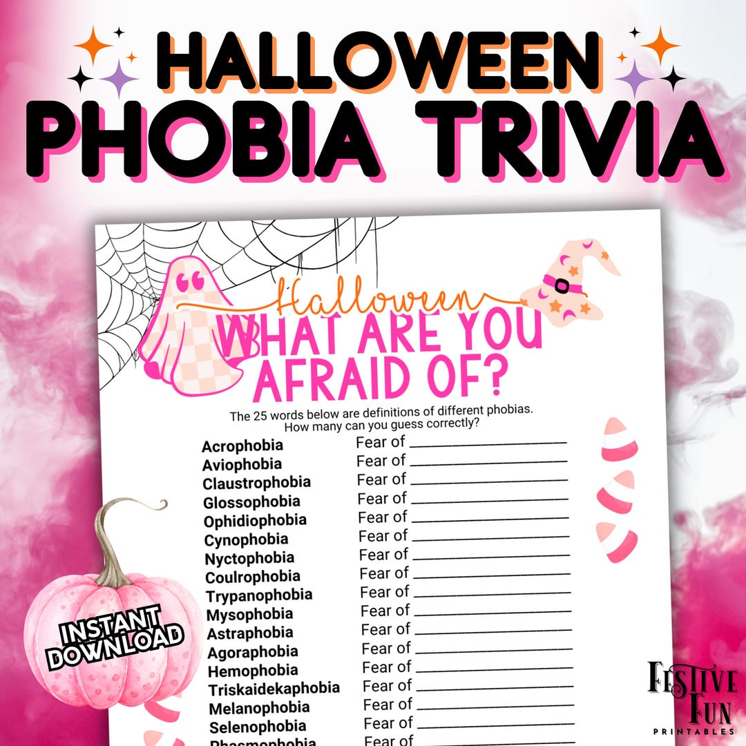 Name That Phobia Trivia Quiz, Hard Halloween Word Puzzle for Adults and ...