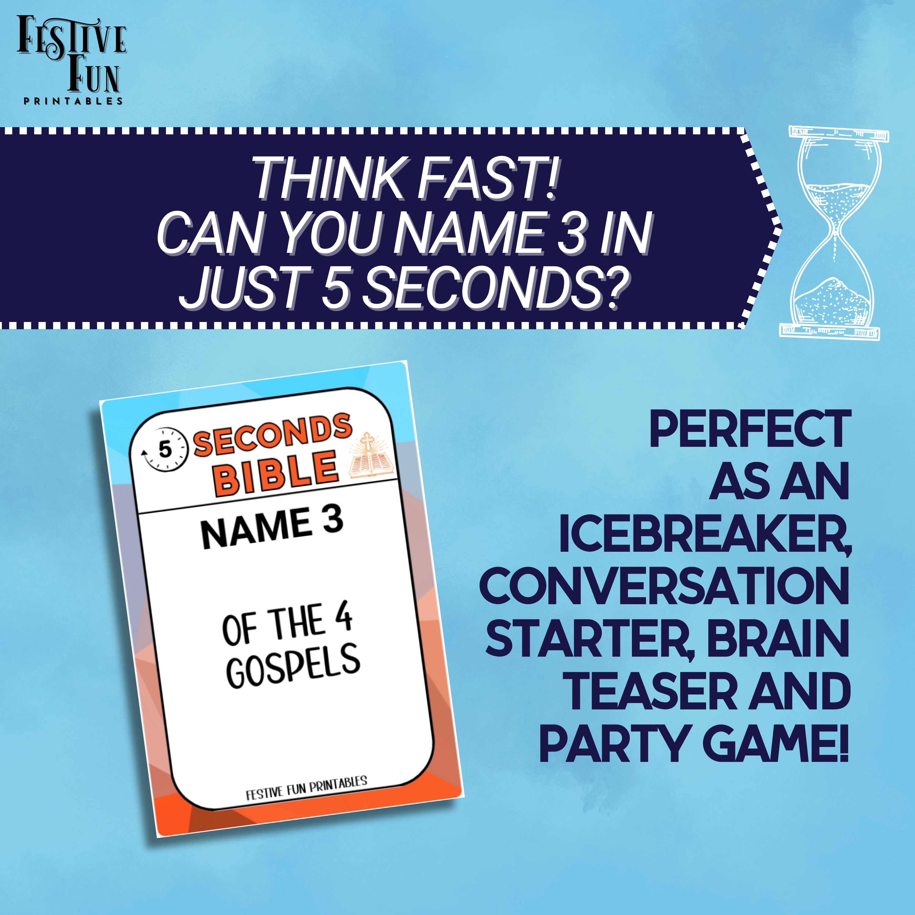 Bible 5 Second Game Printable Game for All Ages, Instant Download Game ...
