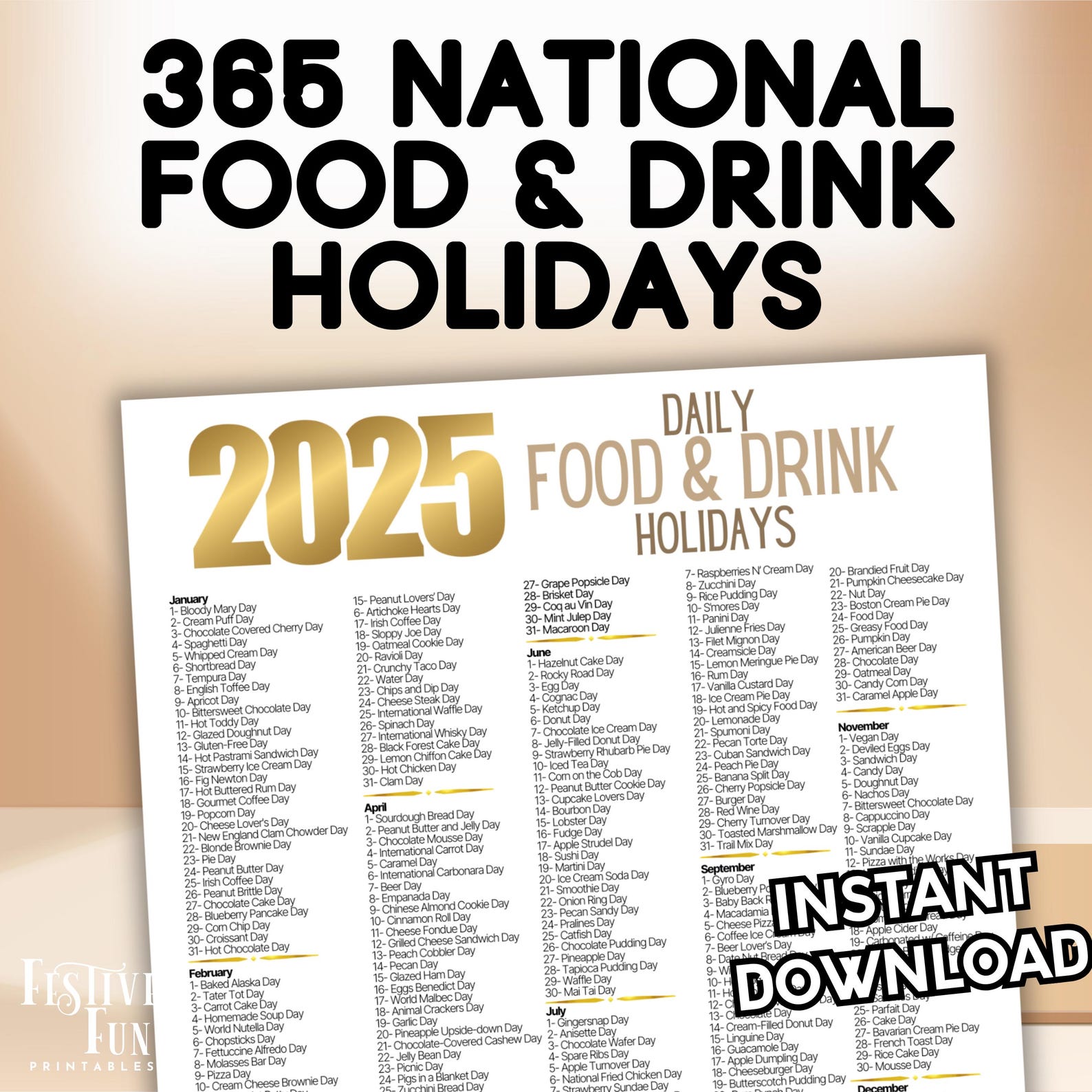 2025 National Days to Celebrate Calendar, Food and Drink Social Media ...