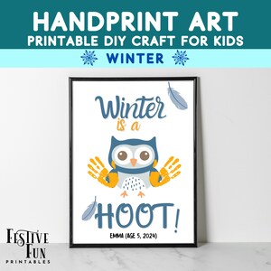 Winter is a Hoot Owl Handprint Craft for Kids, Printable Fingerprint ...
