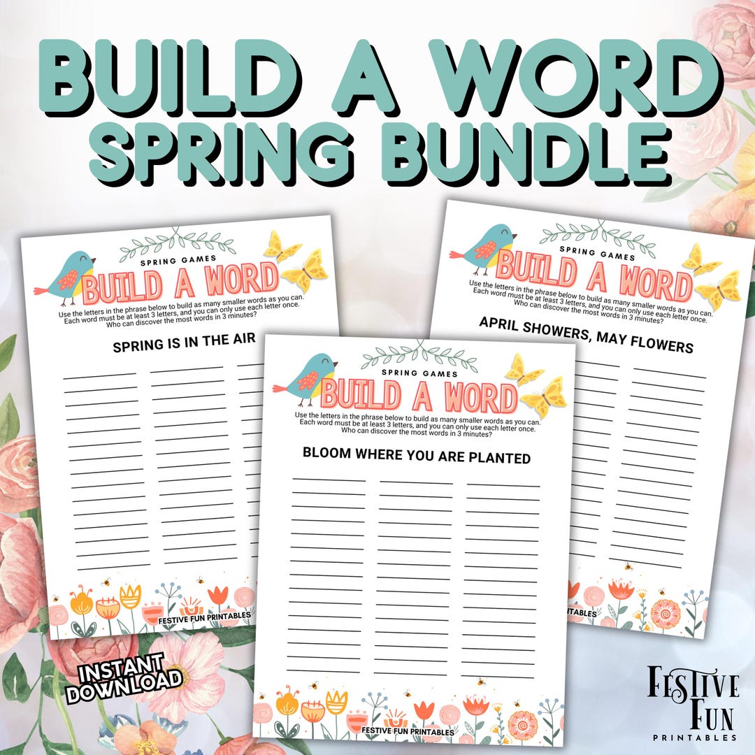 Spring Build a Word Printable Game Bundle, Seasonal Word Scramble for ...