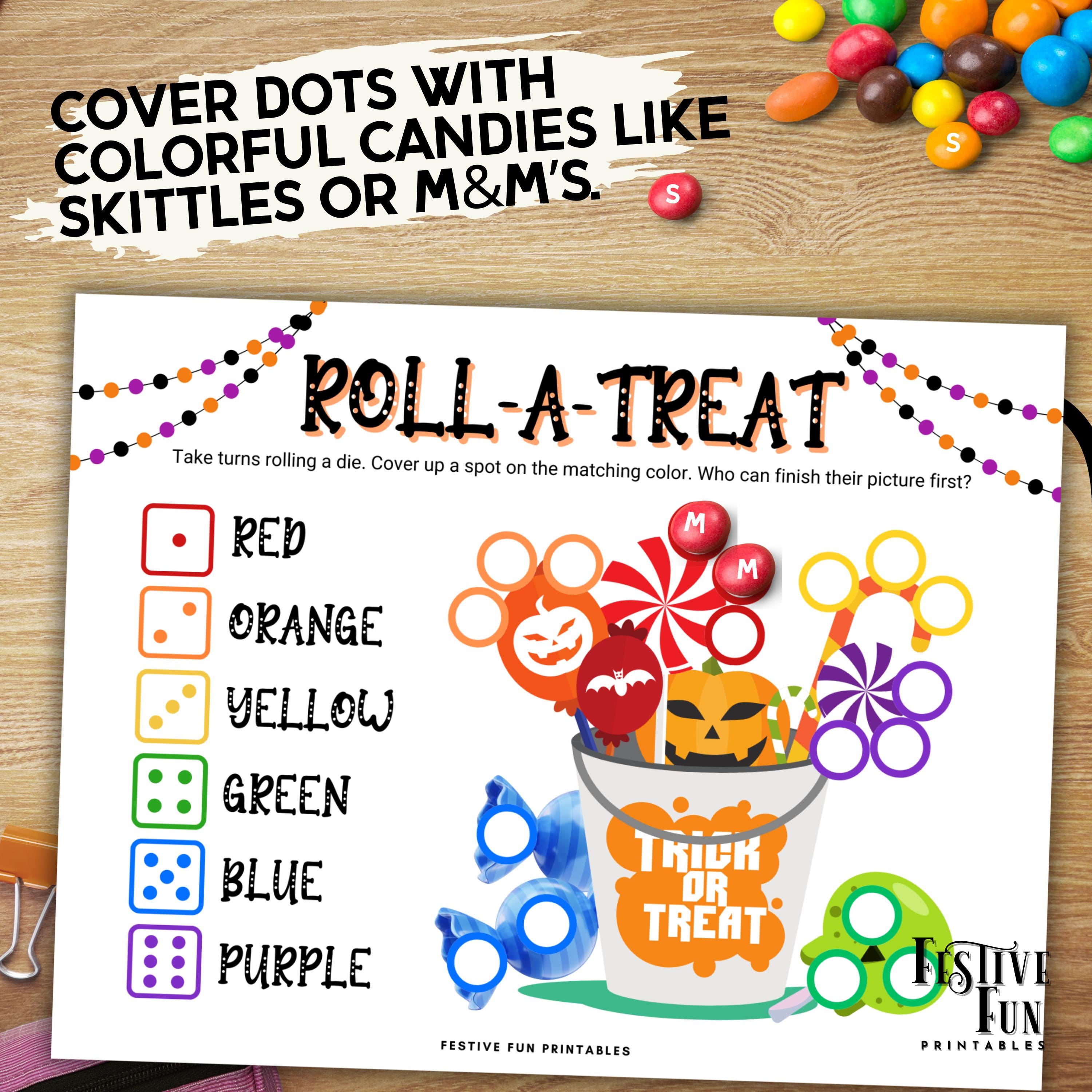Roll-a-treat Halloween Candy Dice Game, Easy Classroom Party Game for ...