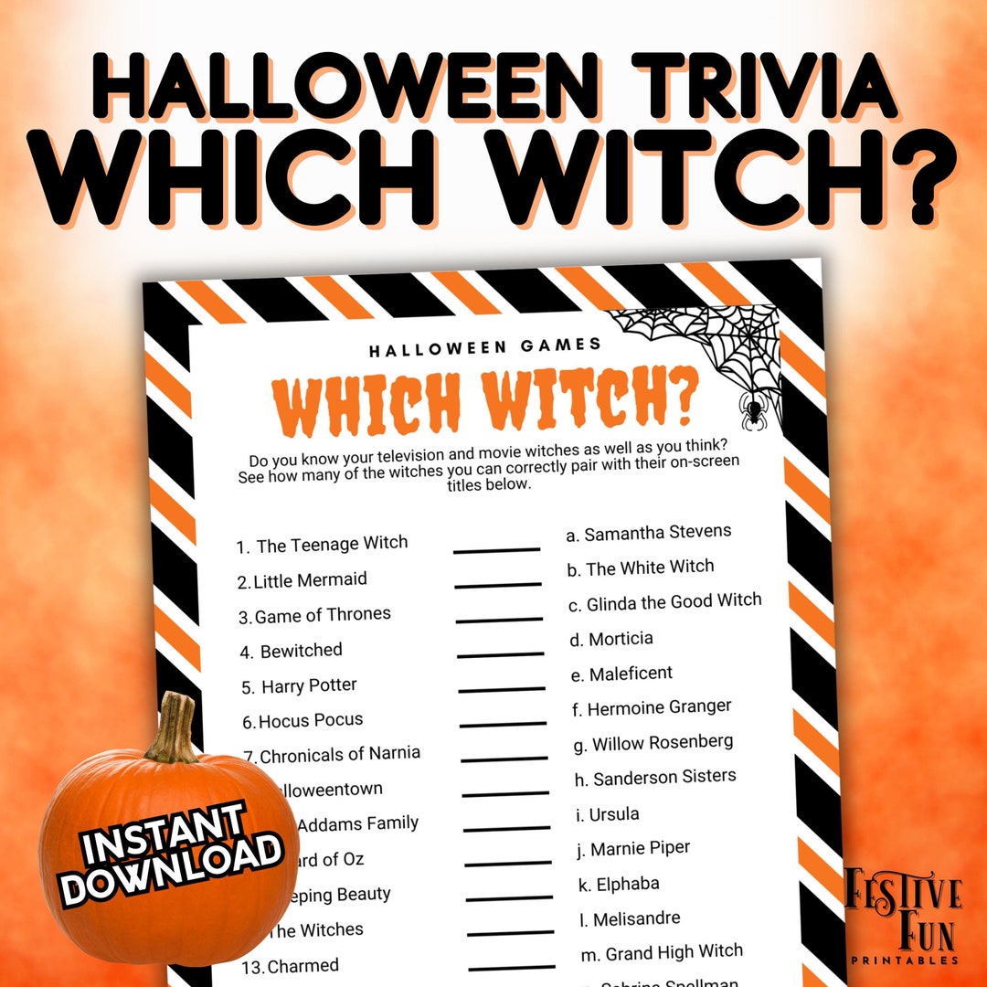Which Witch Halloween Trivia, Printable Movie Trivia Activity for Fall ...