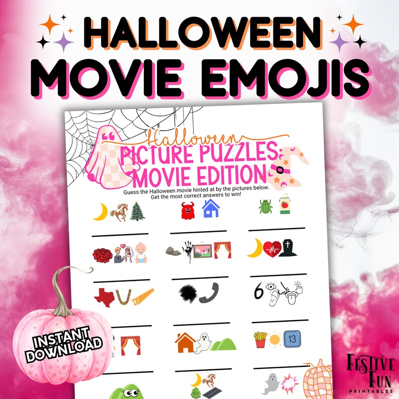 Summerween Movie Emoji Trivia, Scary Movie Title Picture Puzzles Quiz ...