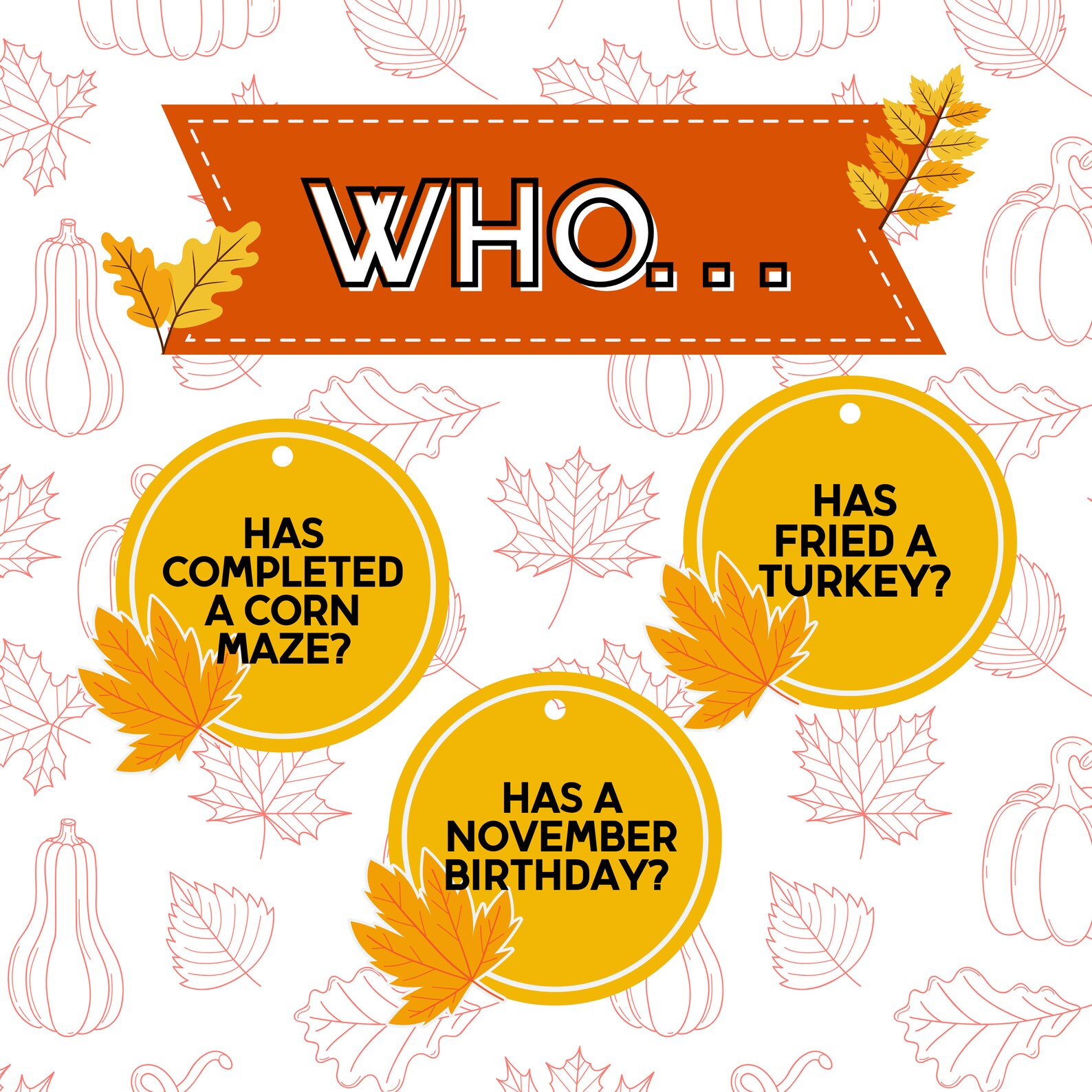 Friendsgiving Icebreaker Bingo Printable Game Card, Thanksgiving Mix ...