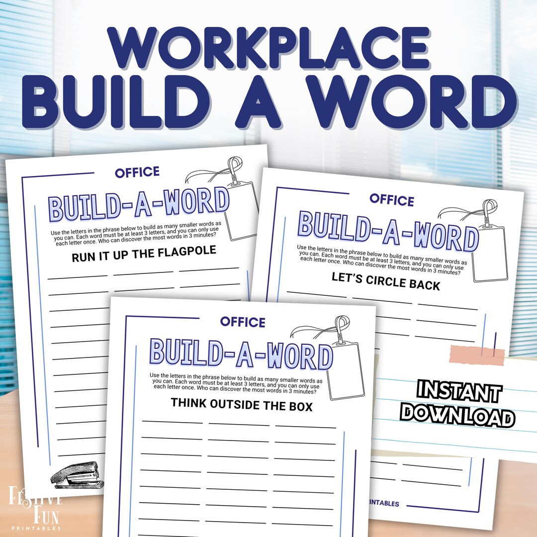 Office Build-a-word Game, Corporate Workplace Icebreaker Word Scramble ...