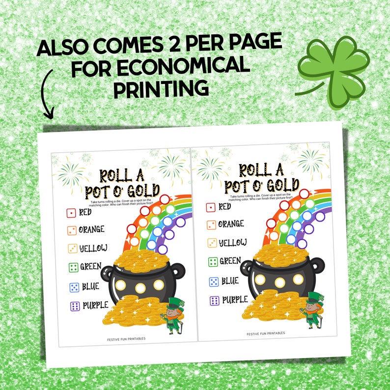 Roll-a-rainbow Pot of Gold Candy Dice Game, Easy St Patricks Day ...