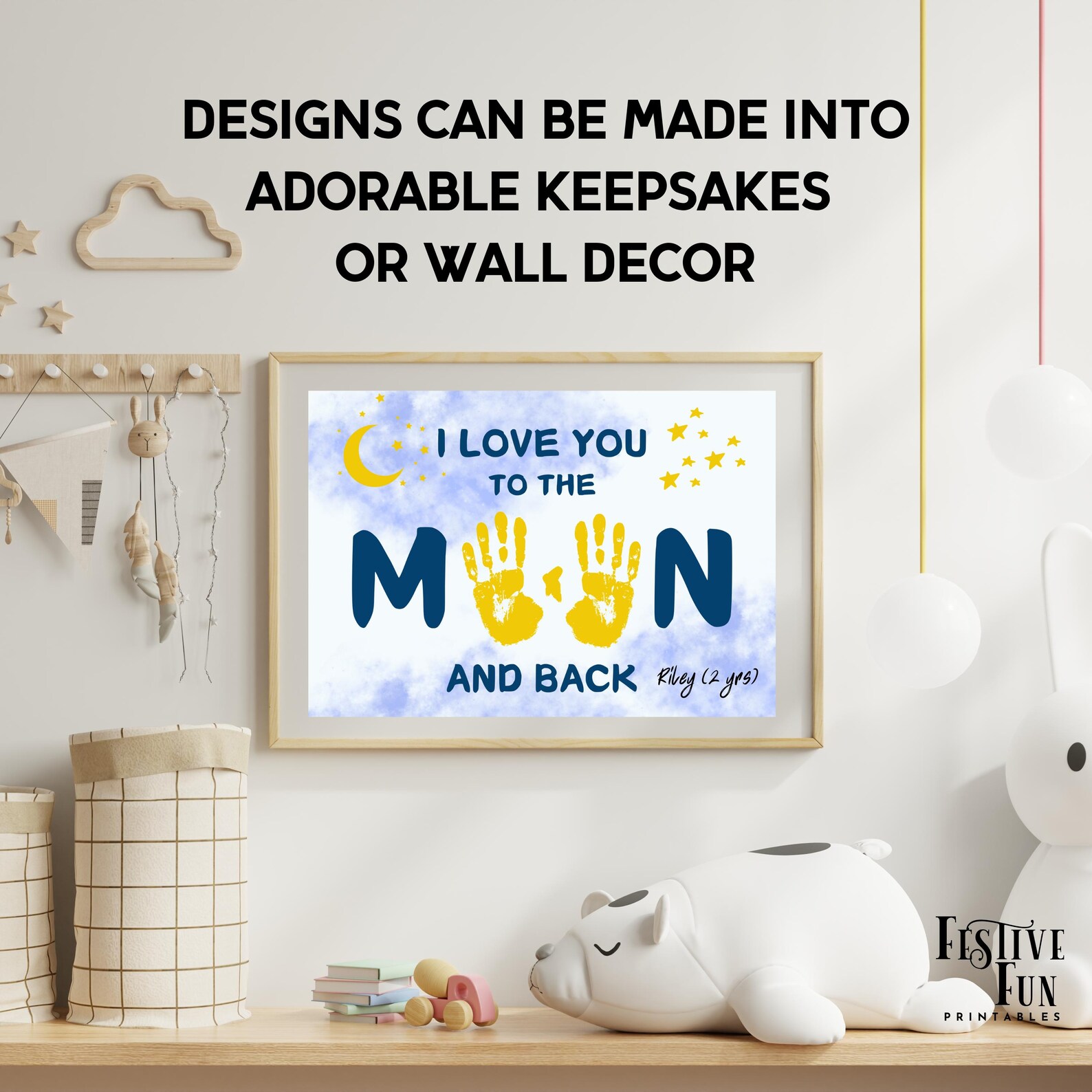 I Love You to the Moon and Back Handprint Crafts for Kids, Print and ...