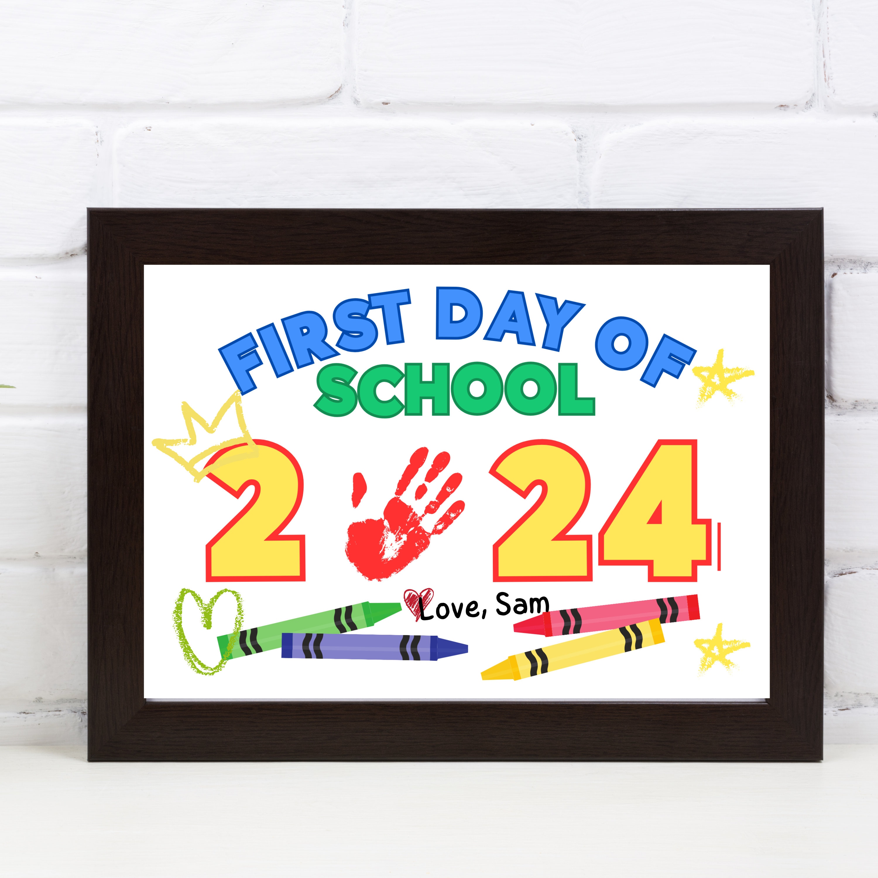 First Day of School 2024 Printable Handprint Art Craft, Back to School ...