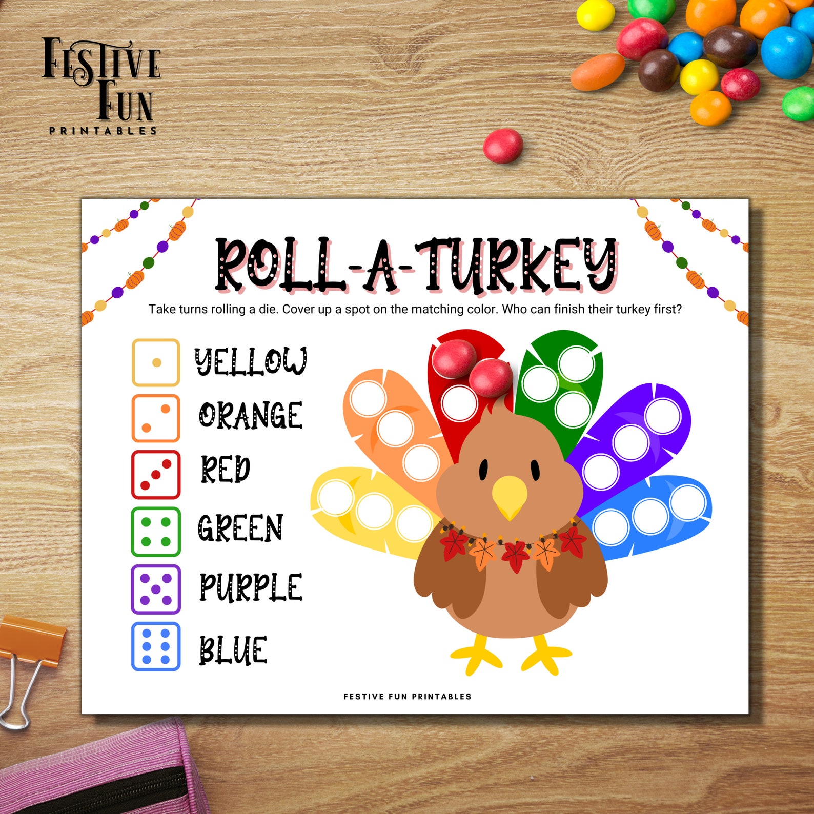 Roll A Turkey Candy Dice Game Printable, Easy Thanksgiving ...