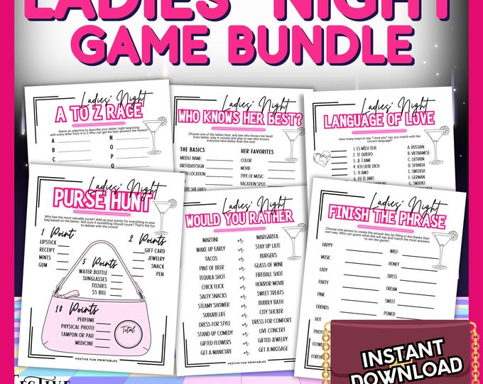 Ladies Night Games Bundle, 6 Girls Night Out Activities, Printable ...