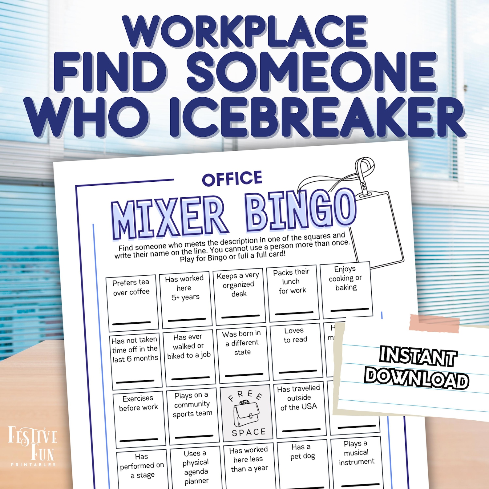 Find Someone Who Office Mixer Bingo, Workplace Icebreaker and Team ...