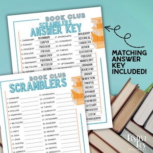 Book Club Word Scramble Printable Game, Reading Lovers Printable Word ...