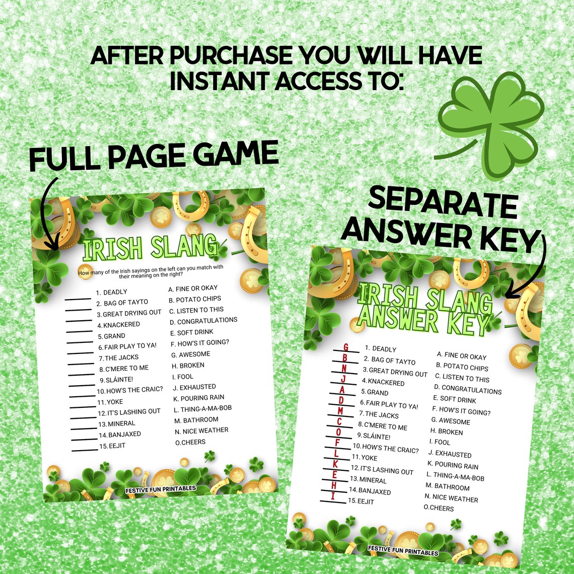 Irish Slang Trivia Game, Words Heard in Ireland Funny St. Patricks Day ...