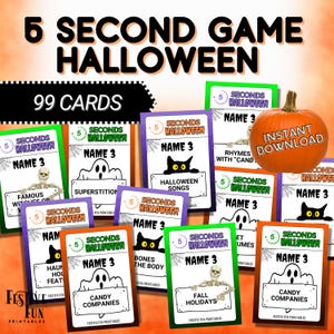Halloween Five Second Game Printable, Name Three in 5 Seconds, Quick ...