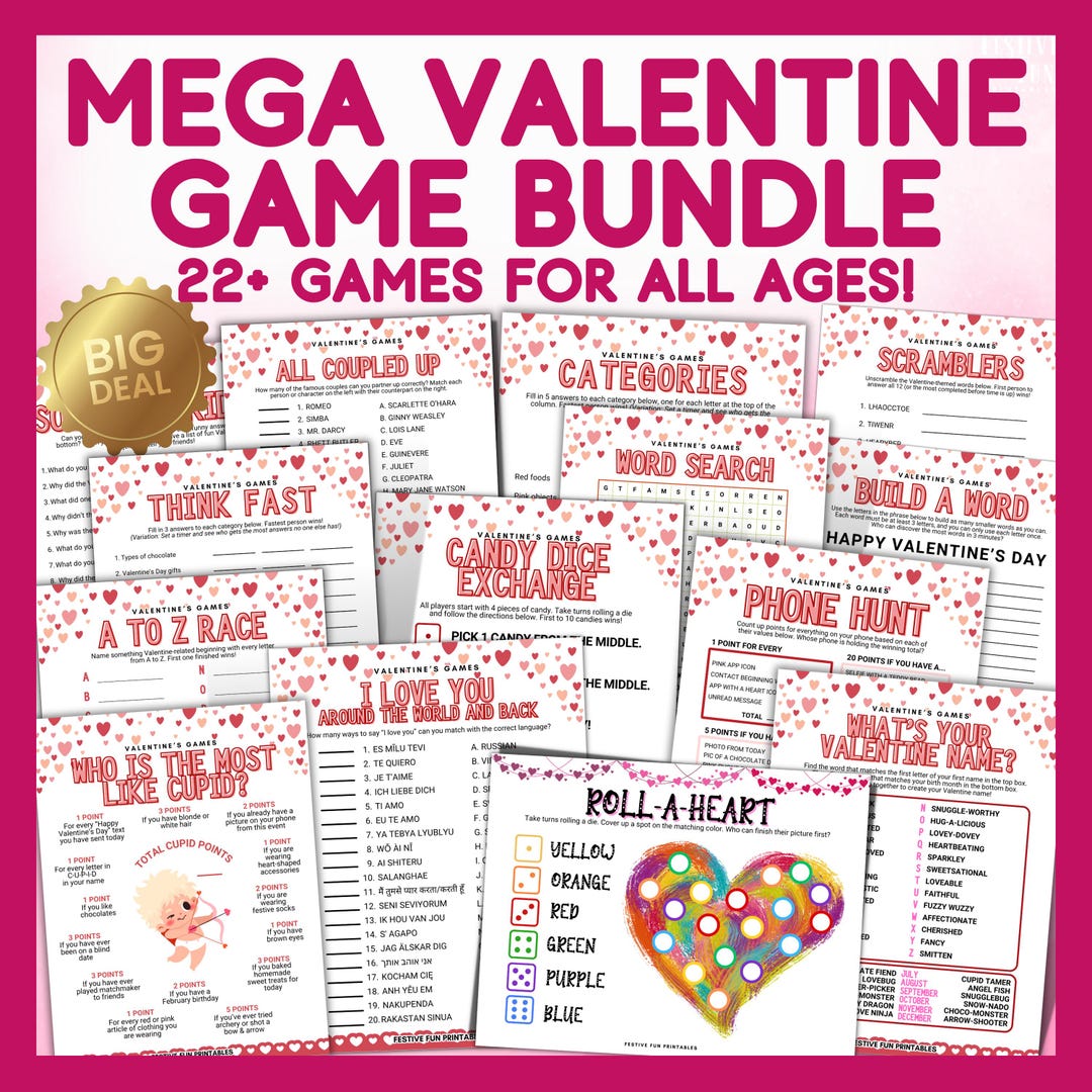 Mega Valentine's Day Game Bundle, Think Fast Categories Love Trivia ...