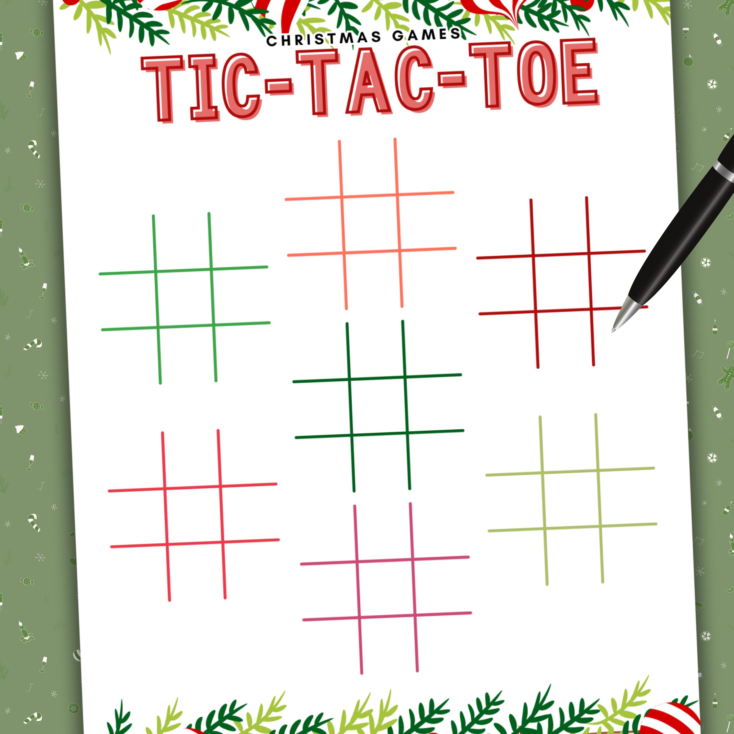 Printable Christmas Tic Tac Toe Grids, Easy 2-person Kids Table Holiday ...