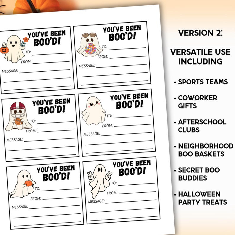 Boo Gram Treat Tags for School PTA or PTO Fundraiser, Printable Boo ...