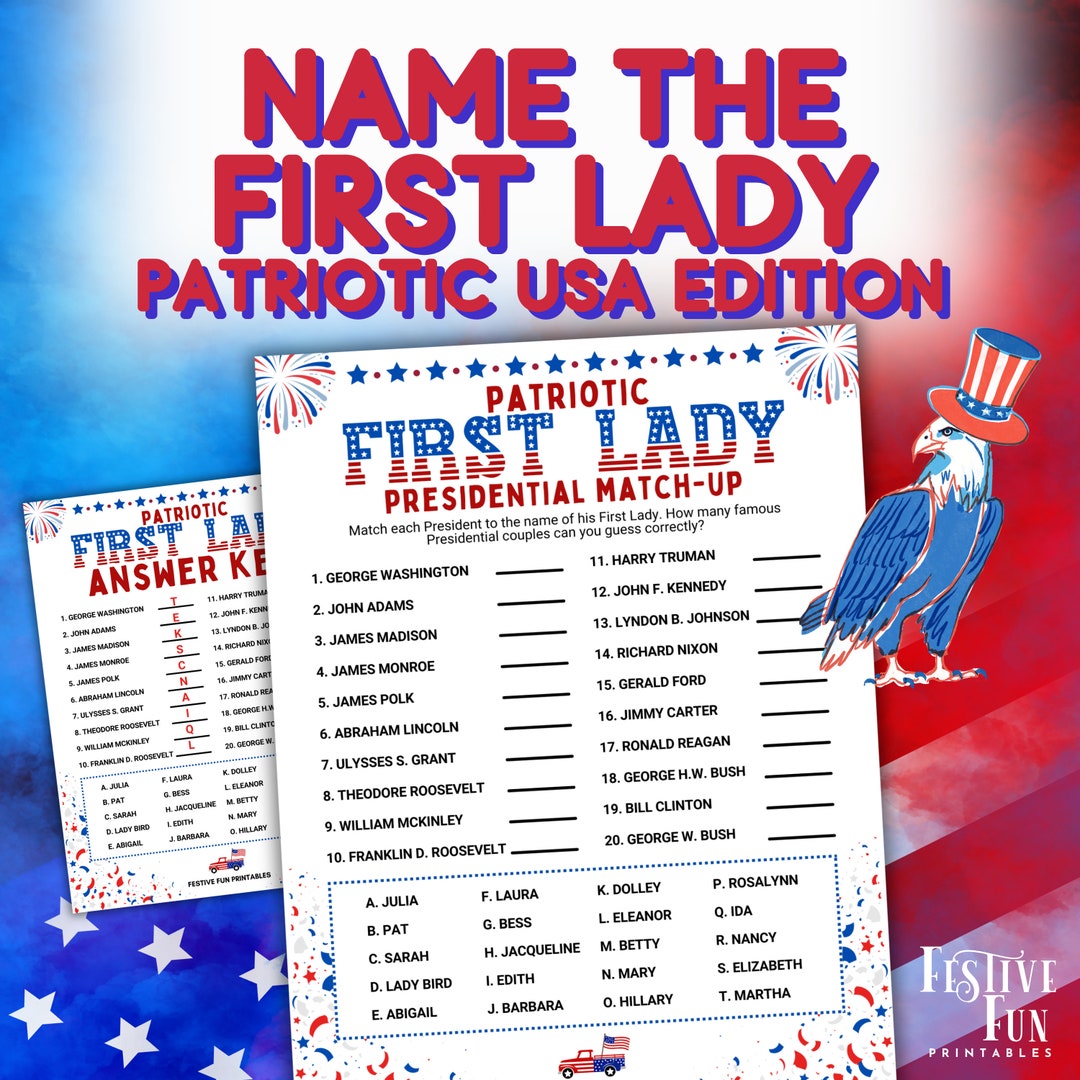 Match the First Lady Game, USA Presidential Wife Match Up, Patriotic ...
