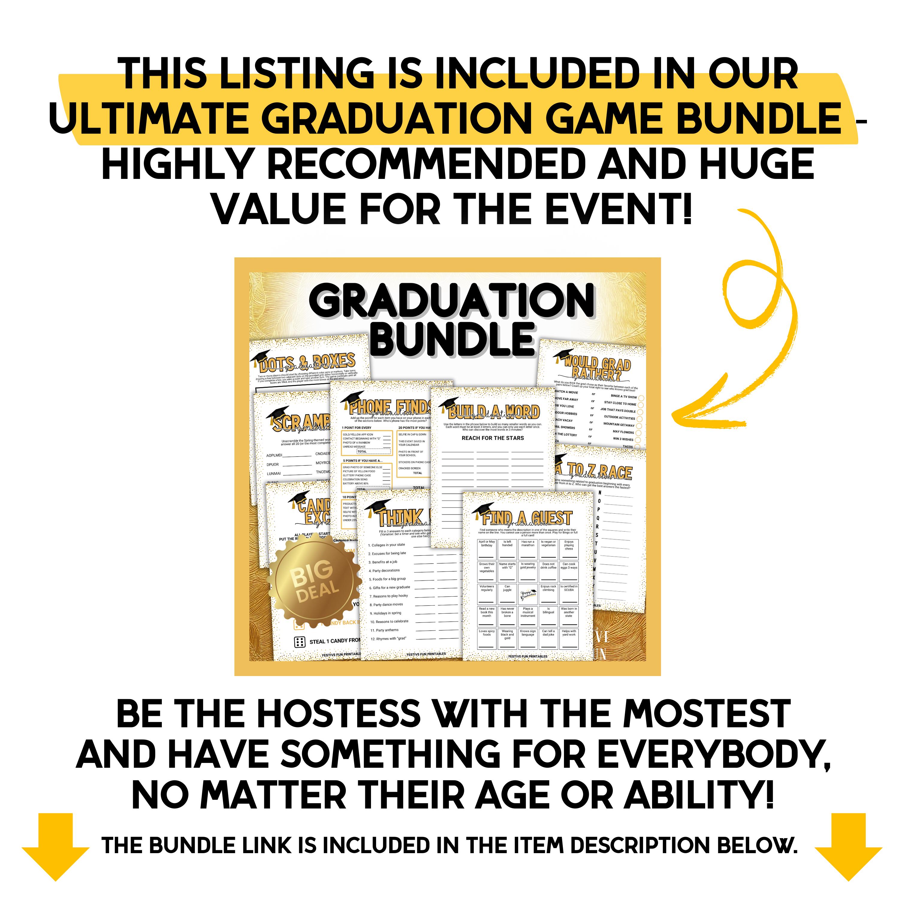 Grad A to Z Race Game, Printable Easy Graduation Activity for Grad ...