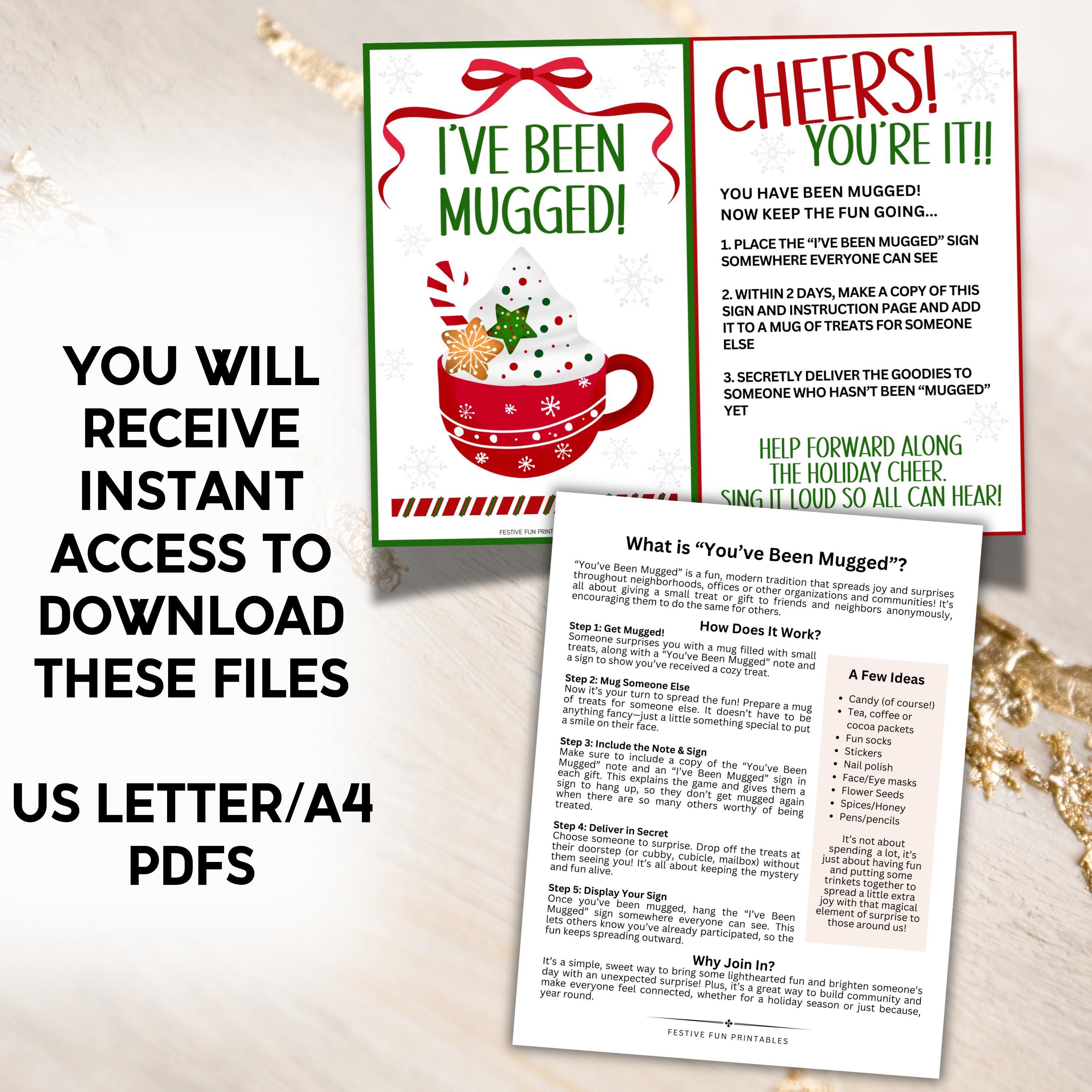 You've Been Mugged Modern Hug in a Mug Printable Game, Secret Santa ...