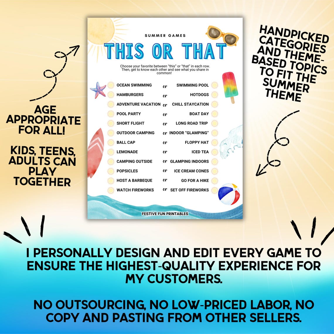 Summer This or That Game, Would You Rather Ice Breaker Activity ...