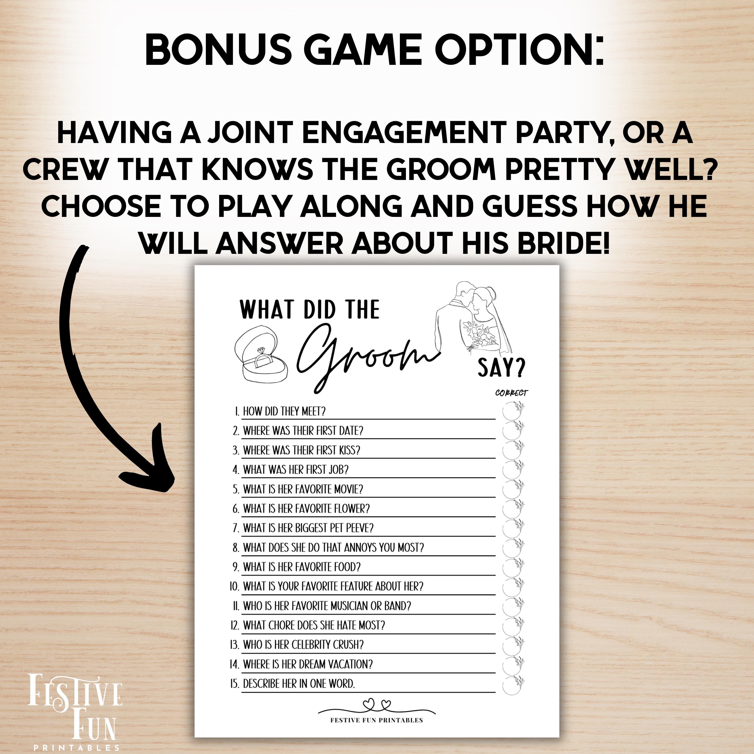 What Did the Groom Say Engagement Game, How Well Does He Know the Bride ...