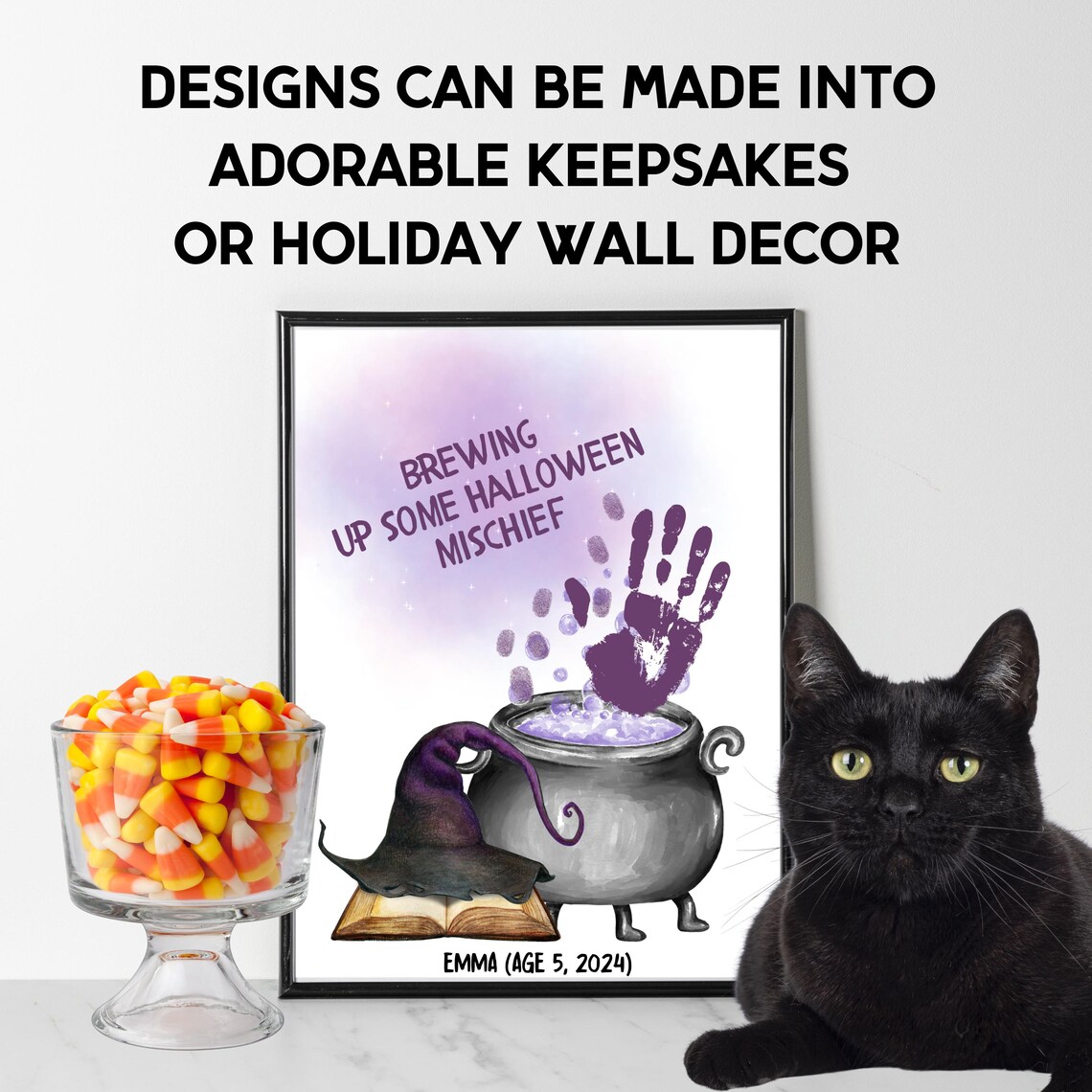 Halloween Handprint Crafts for Kids, Printable DIY Fingerprint Art ...