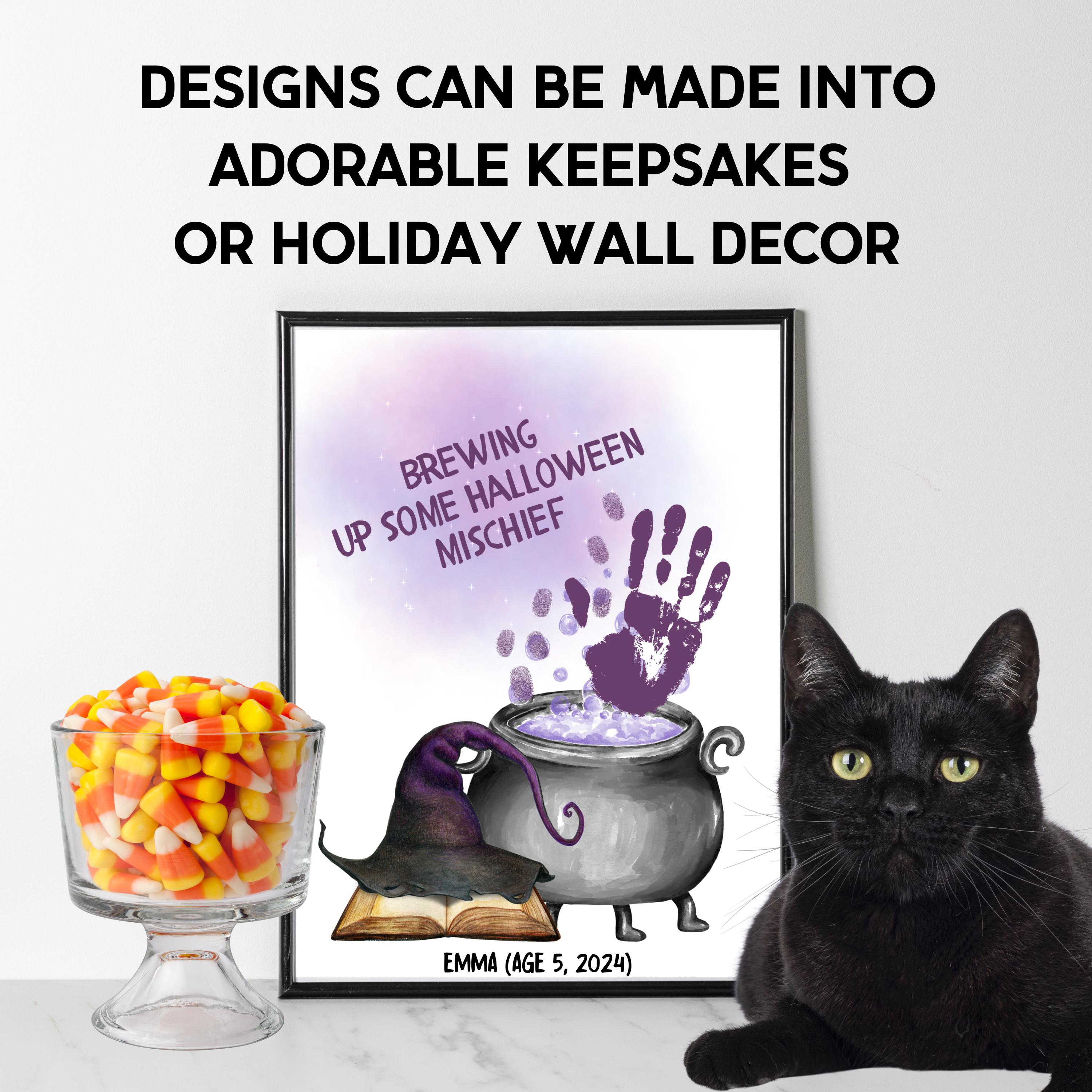 Halloween Handprint Crafts for Kids, Printable DIY Fingerprint Art ...