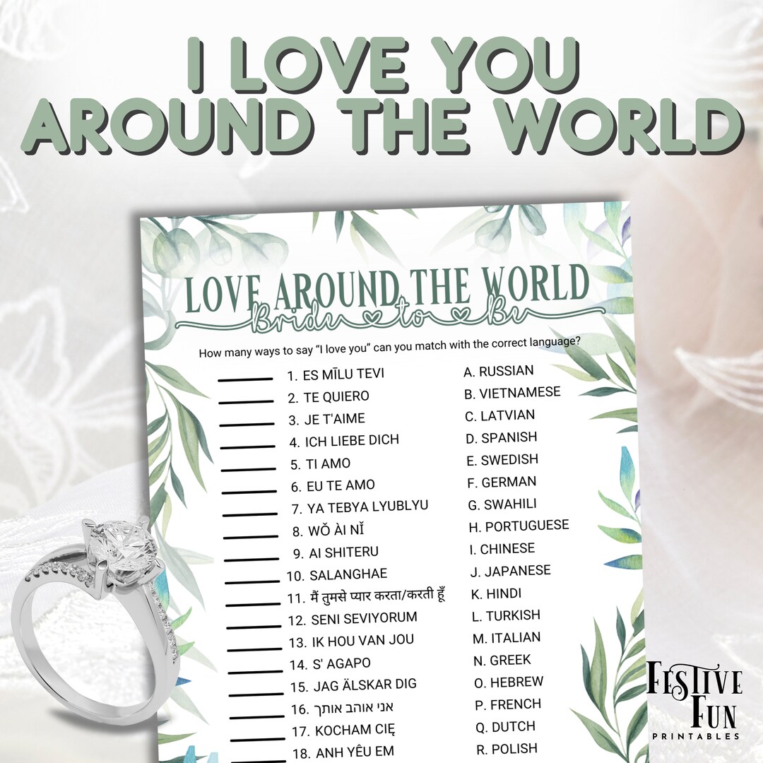 I Love You Around the World Bridal Edition, Bride-to-be Game for ...
