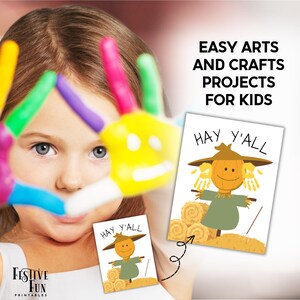 Hay Y'all Scarecrow Handprint Art for Kids, Cute Autumn Printable DIY ...