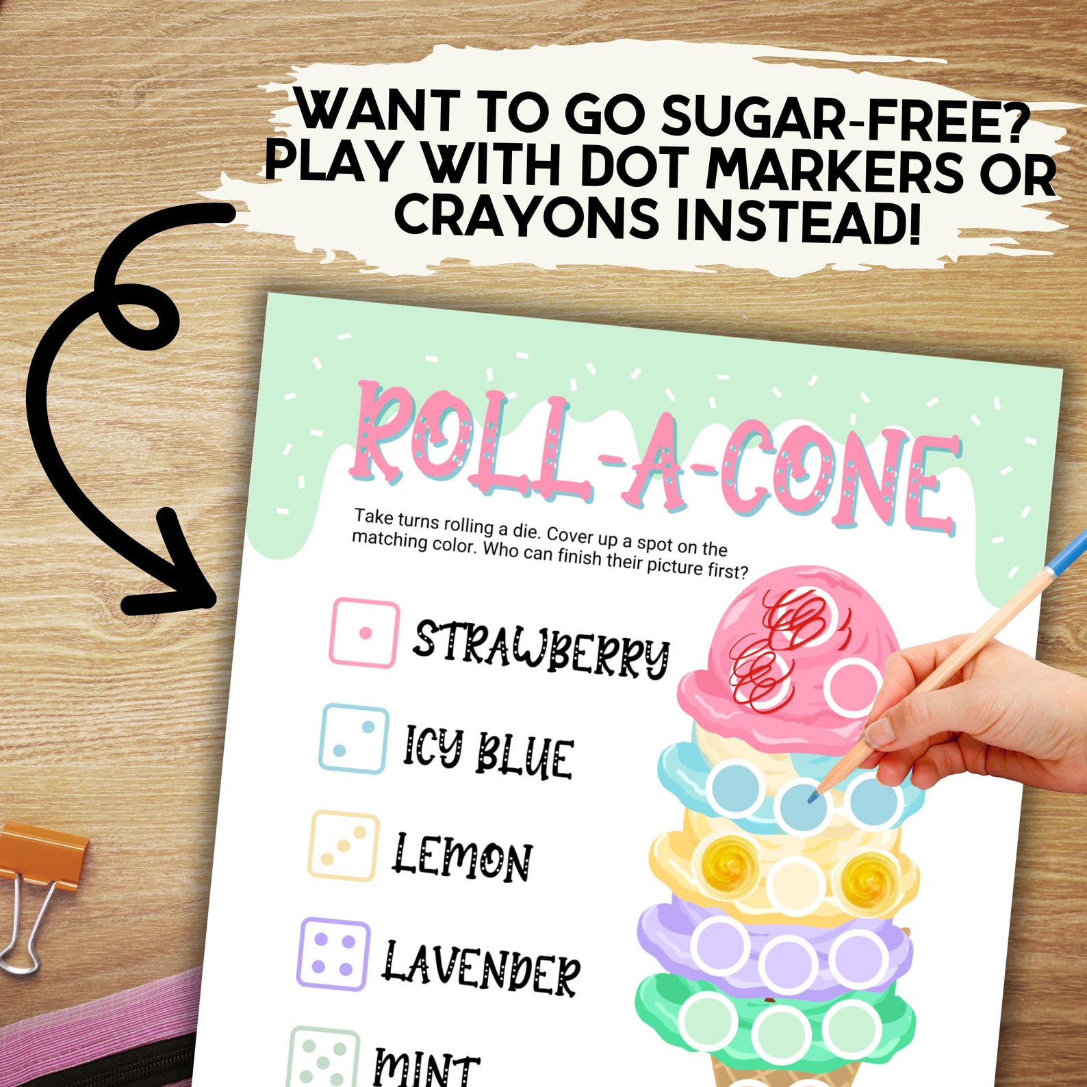 Roll A Picture Candy Dice Game Printable, Easy Ice Cream Theme Party ...