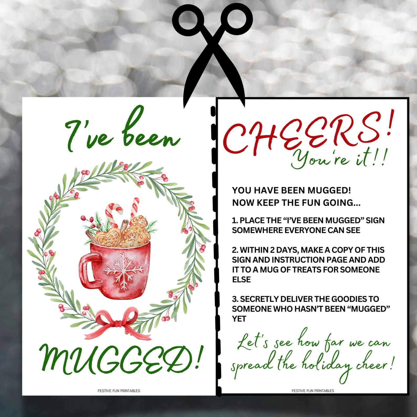 You've Been Mugged Holiday Cheer Printable Game, Surprise Coworker ...