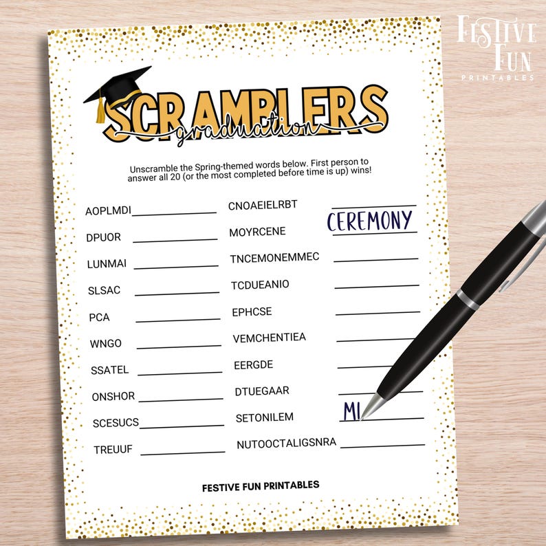 Graduation Word Jumble Printable Game, Graduation Activity, Easy Grad ...