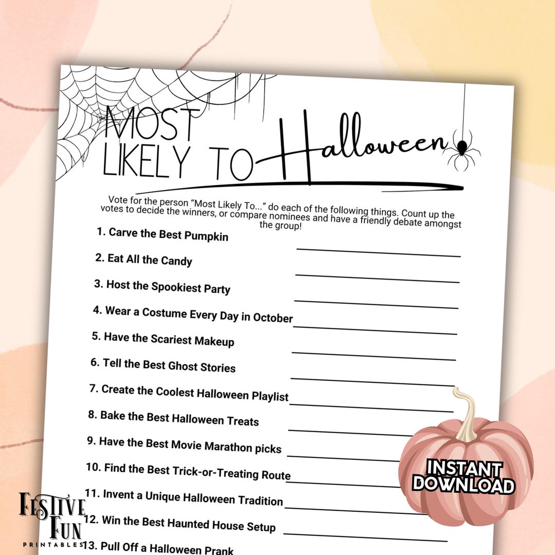 Halloween Most Likely to Superlatives, Funny Halloween Party and ...