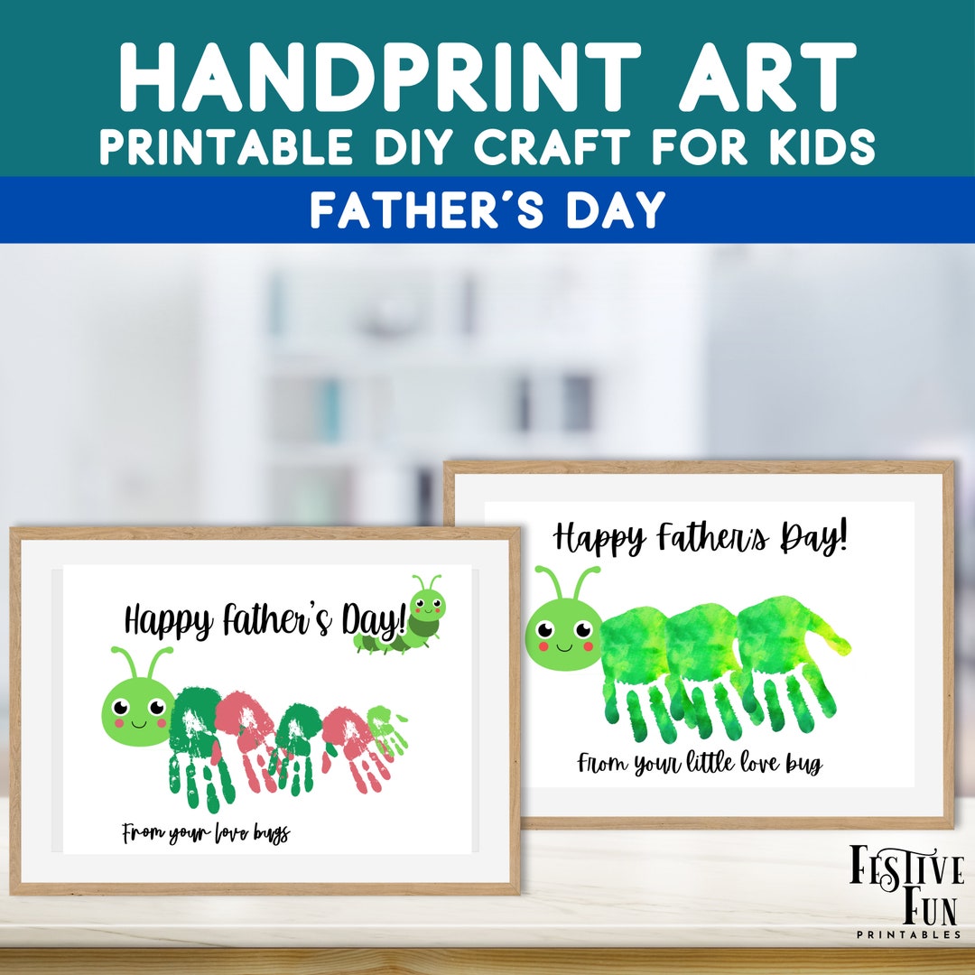 Happy Father's Day Love Bug Handprint Crafts for Kids, Printable DIY ...