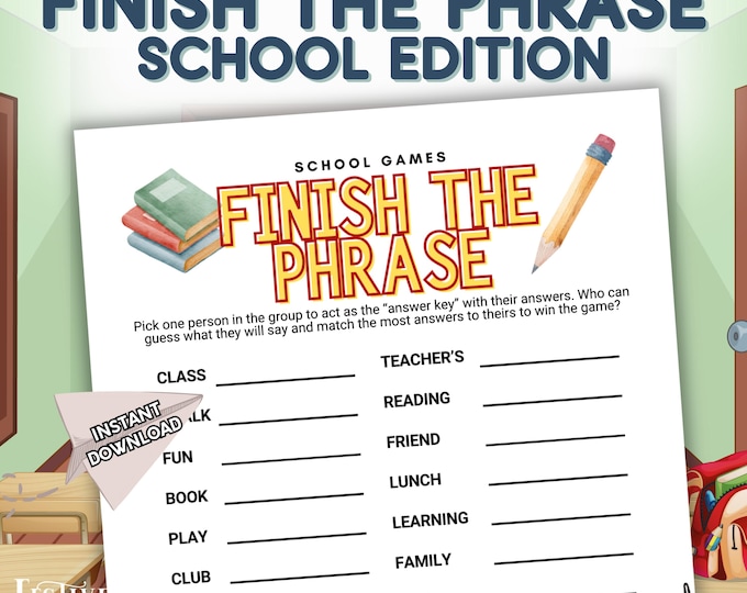 Back to School Finish the Phrase Game, Printable Read Teacher's Mind ...