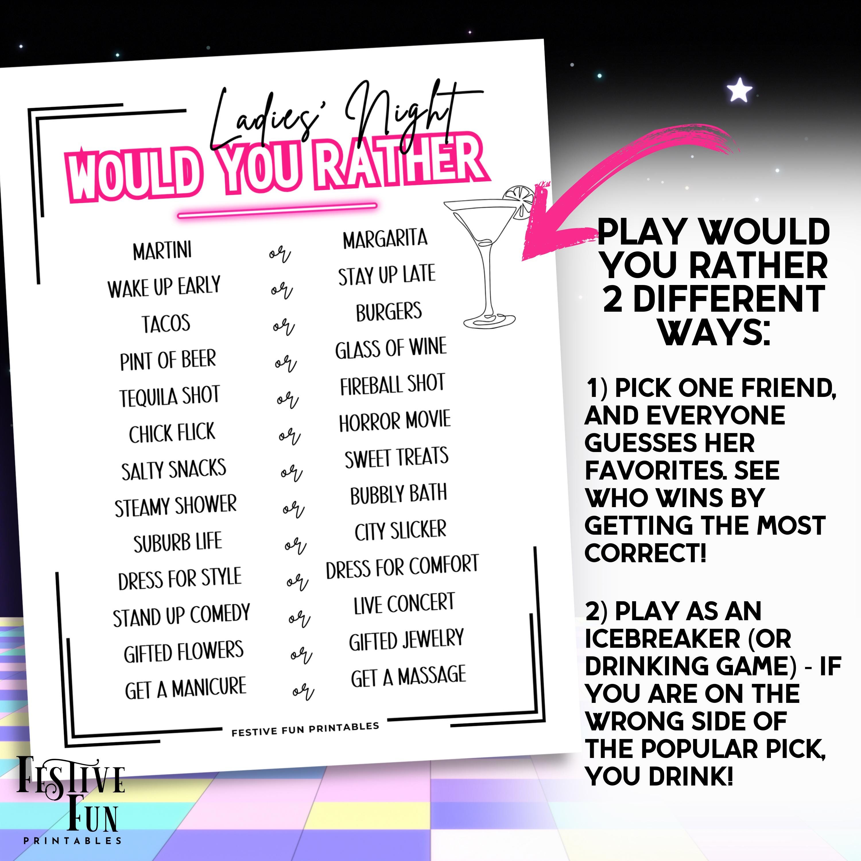 Ladies Night Games Bundle, 6 Girls Night Out Activities, Printable ...