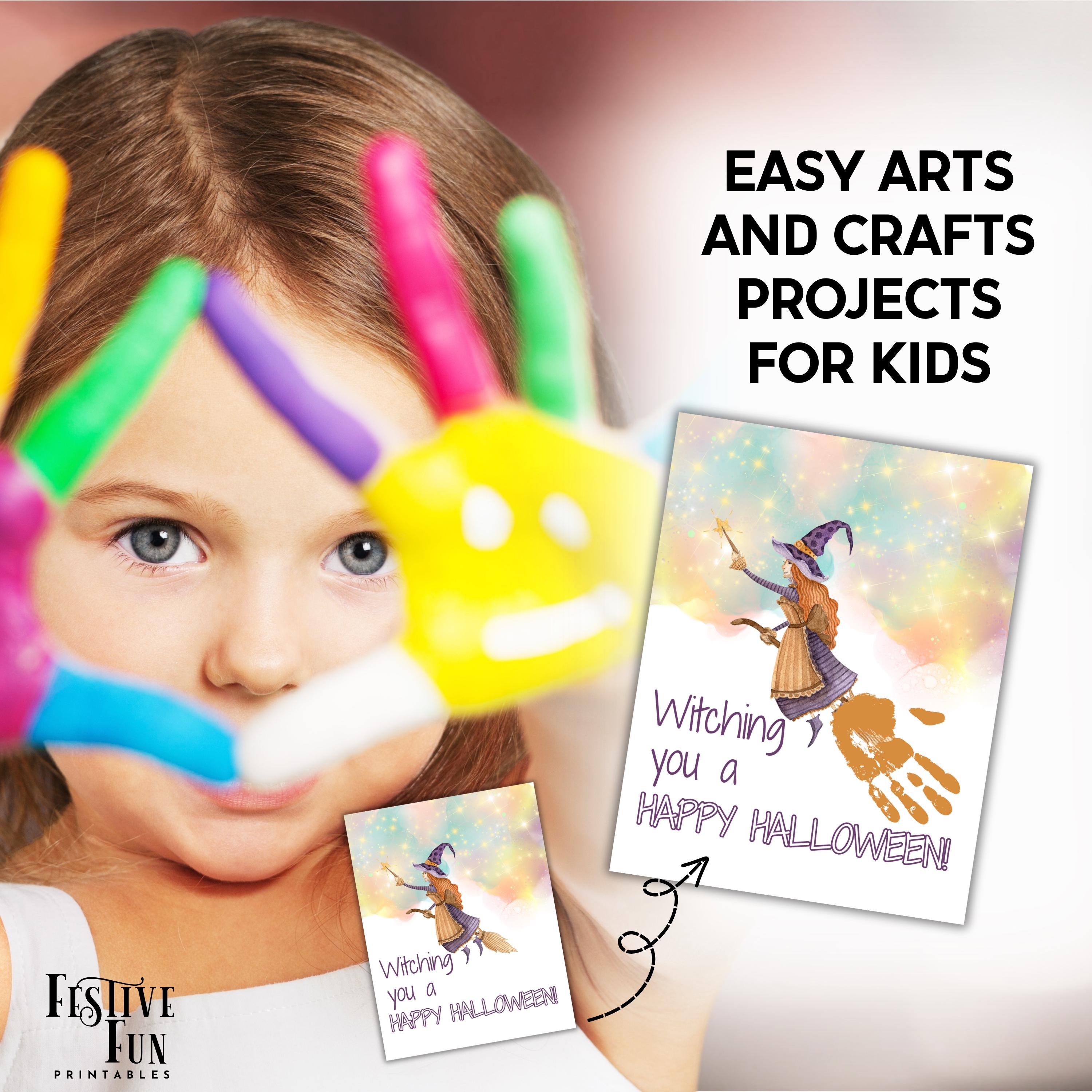 Halloween Handprint Crafts for Kids, Printable DIY Fingerprint Art ...
