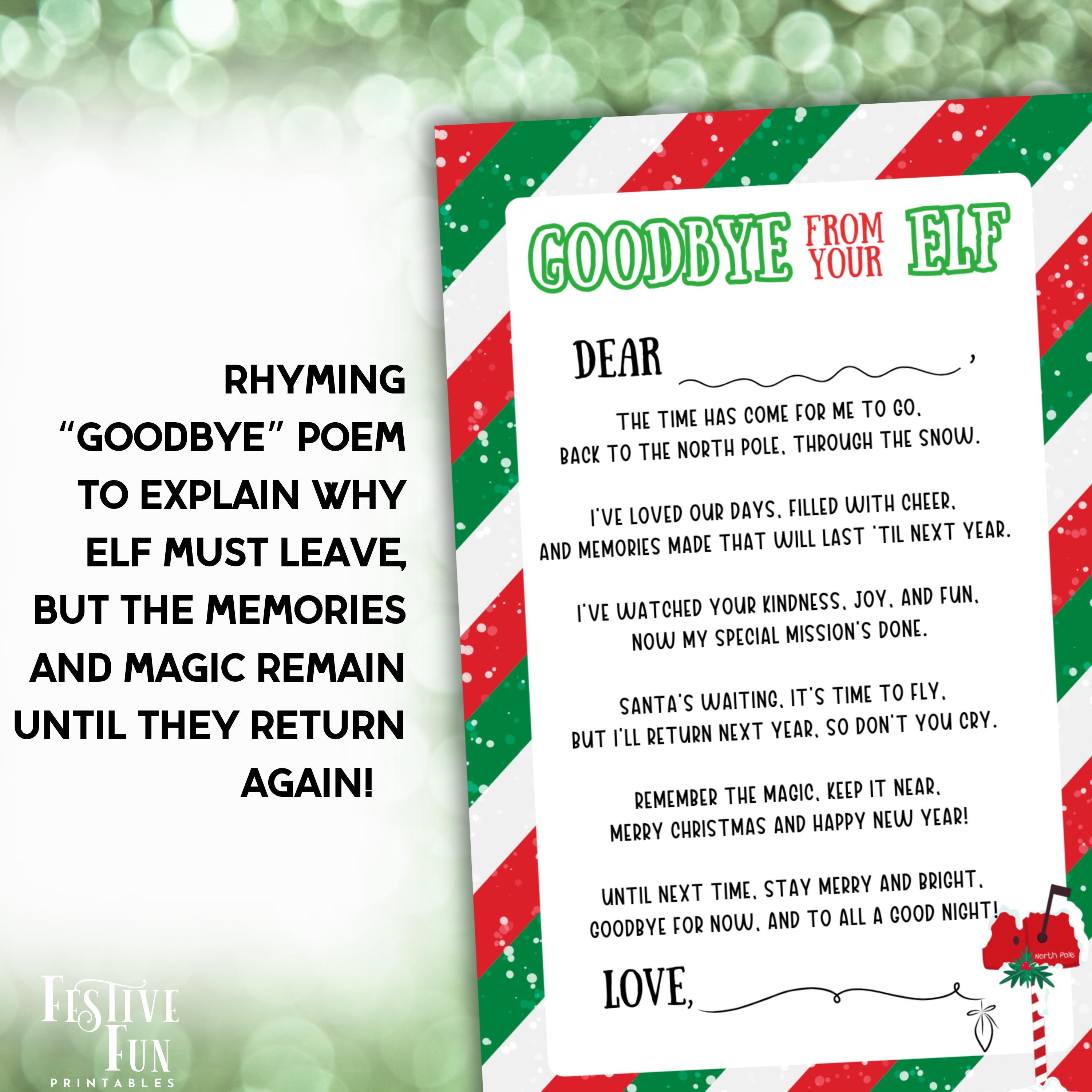 Hello and Goodbye Christmas Elf Letter Set, Cute Rhyming Poem Notes for ...