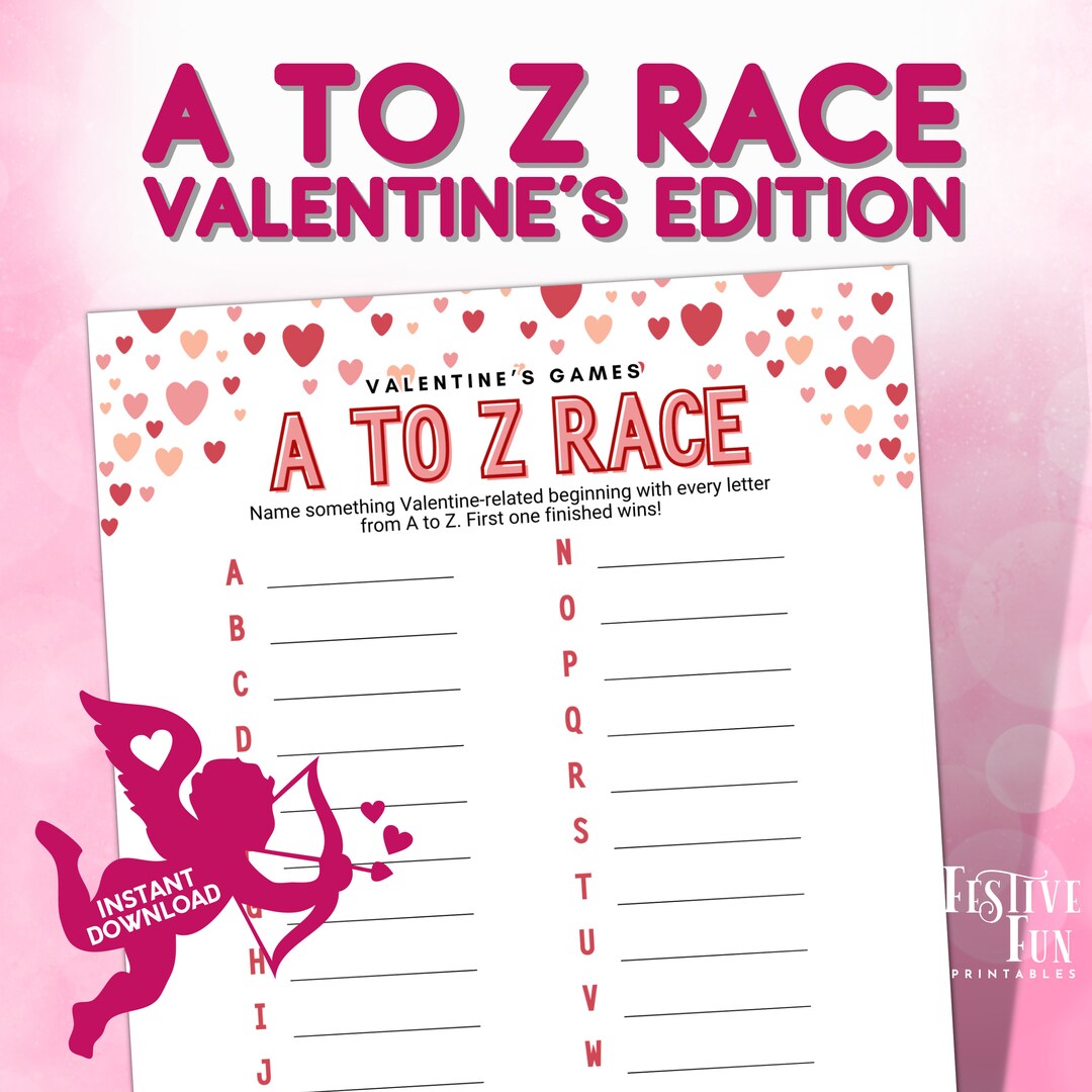 Valentine's Day A to Z Race Game, Think Fast Easy Group Party Game ...