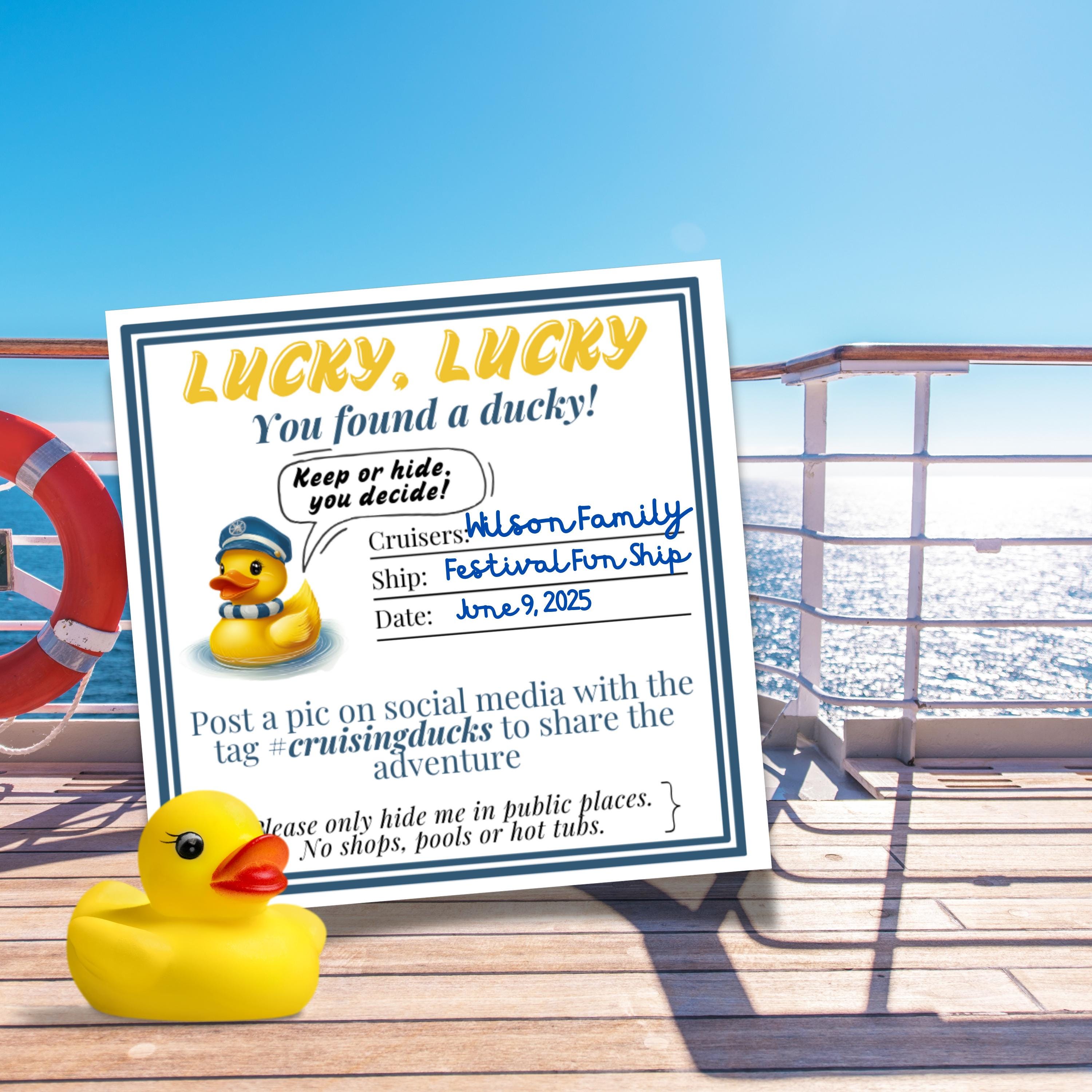 Cruise Duck Tags, Printable Cruise Ship Rubber Duck Hiding Game ...