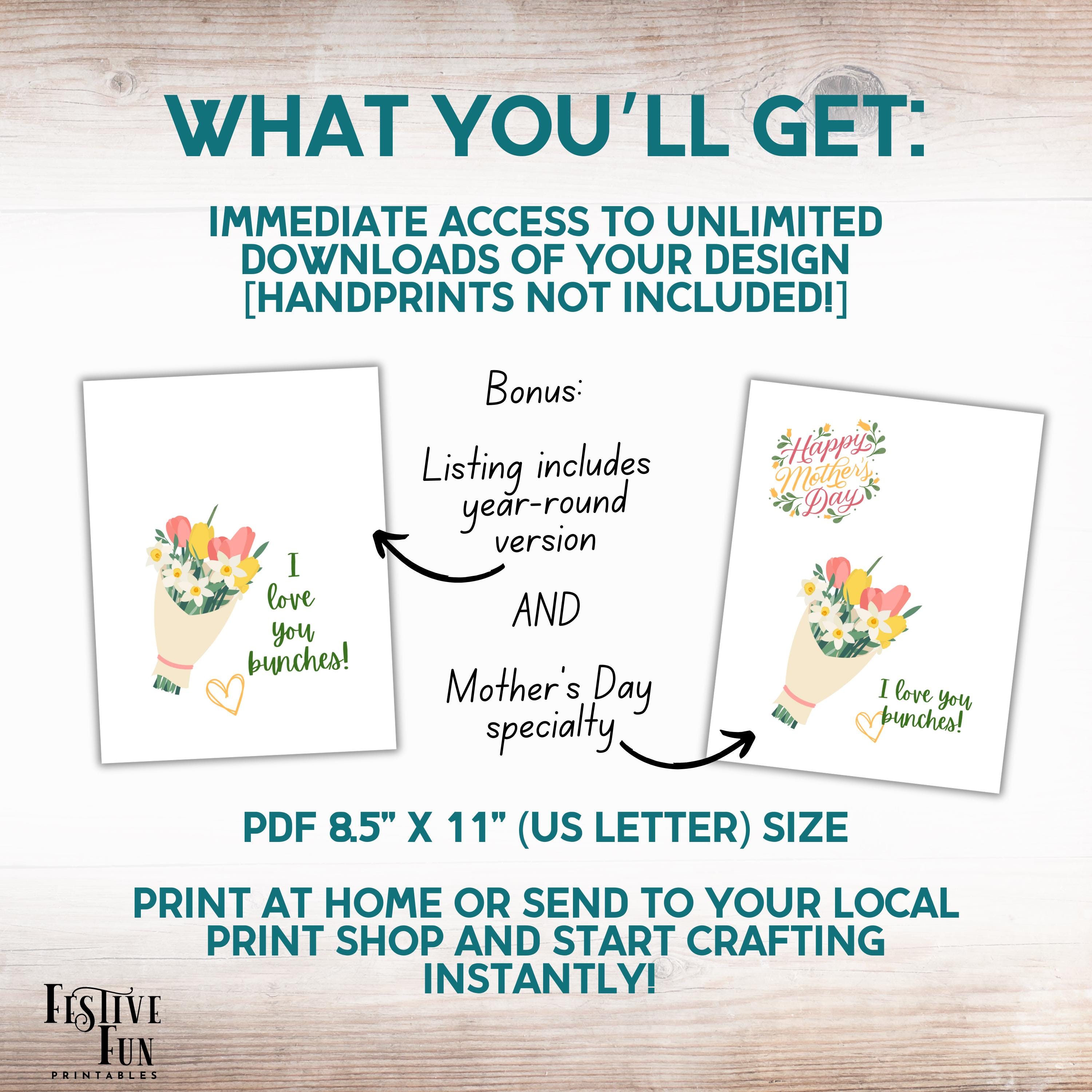 Flower Bouquet Love You Bunches Handprint Crafts for Kids, Printable ...