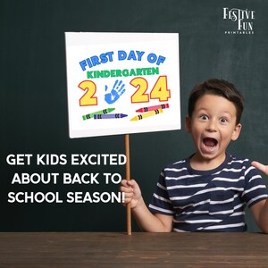 First Day of Kindergarten 2024 Printable Handprint Art Craft, Back to ...